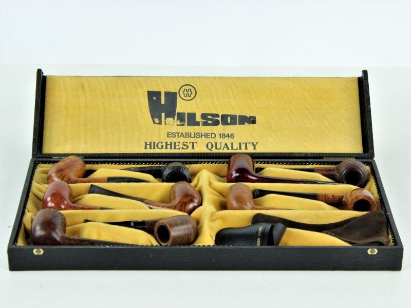 Box Hilson met 10 pijpen + British Buttner (om pijpen te reinigen) - U ...